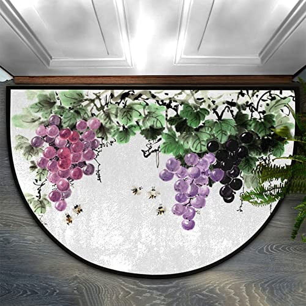 30X17 Inch Welcome Half Round Door Mat Fruit Grape Purple Vine Pattern ...