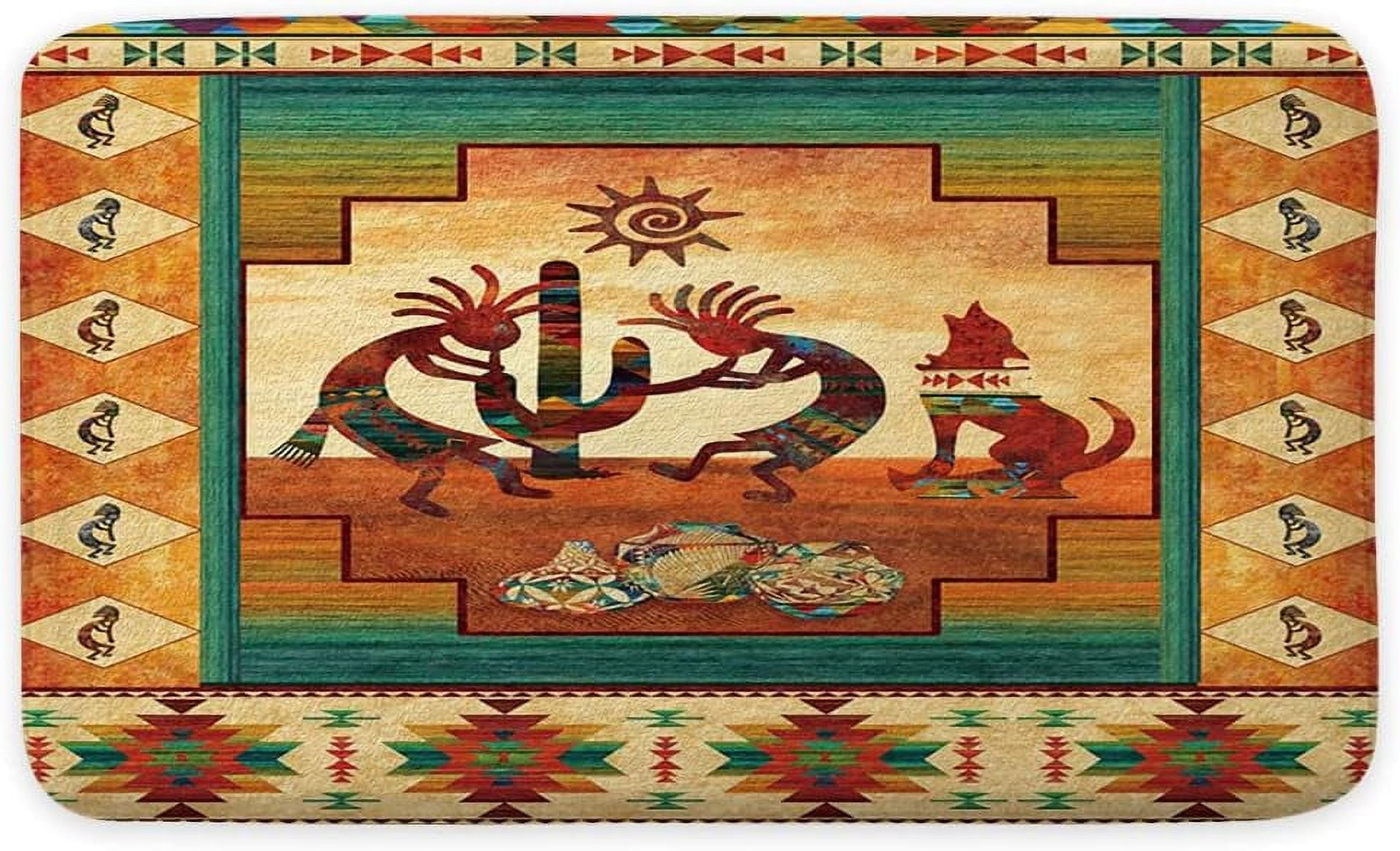 30X17 Inch Western Bathroom Rugs, Kokopelli Native Southwestern Bath ...