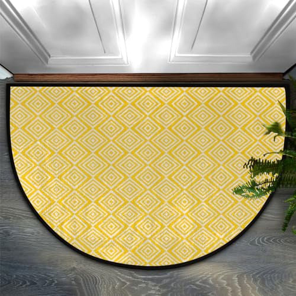30X17 Inch Yellow Rhombus Half Round Door Mat Retro Pattern Indoor ...