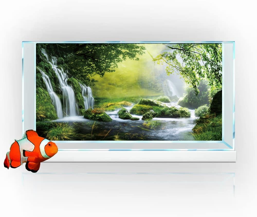 30X18IN Natural Tropical Forest Waterfall Terrarium Background ...