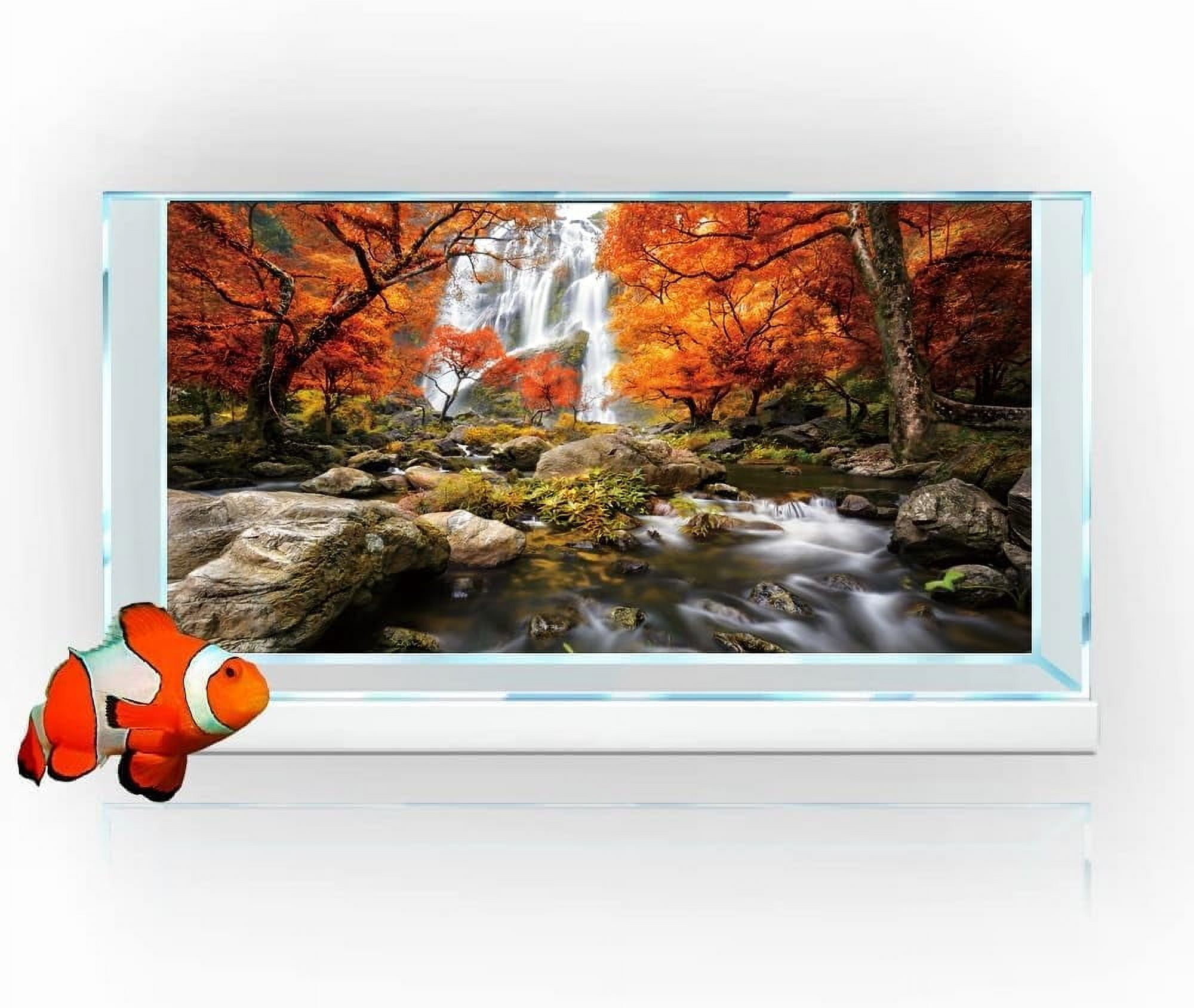 30X18IN Tropical Forest Waterfall Maple Leaf Aquarium Background ...
