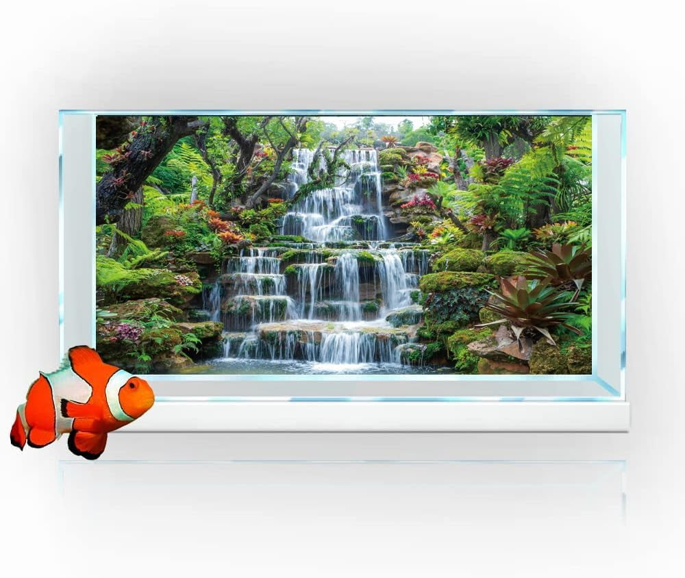 30X18IN Tropical Forest Waterfall Terrarium Background, Natural ...