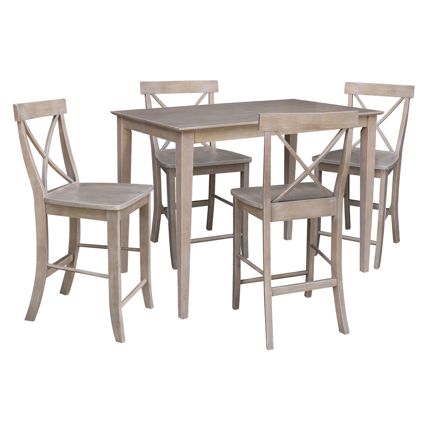 30X48 Counter Height Dining Table With 4 Counter Height Stools-Washed ...