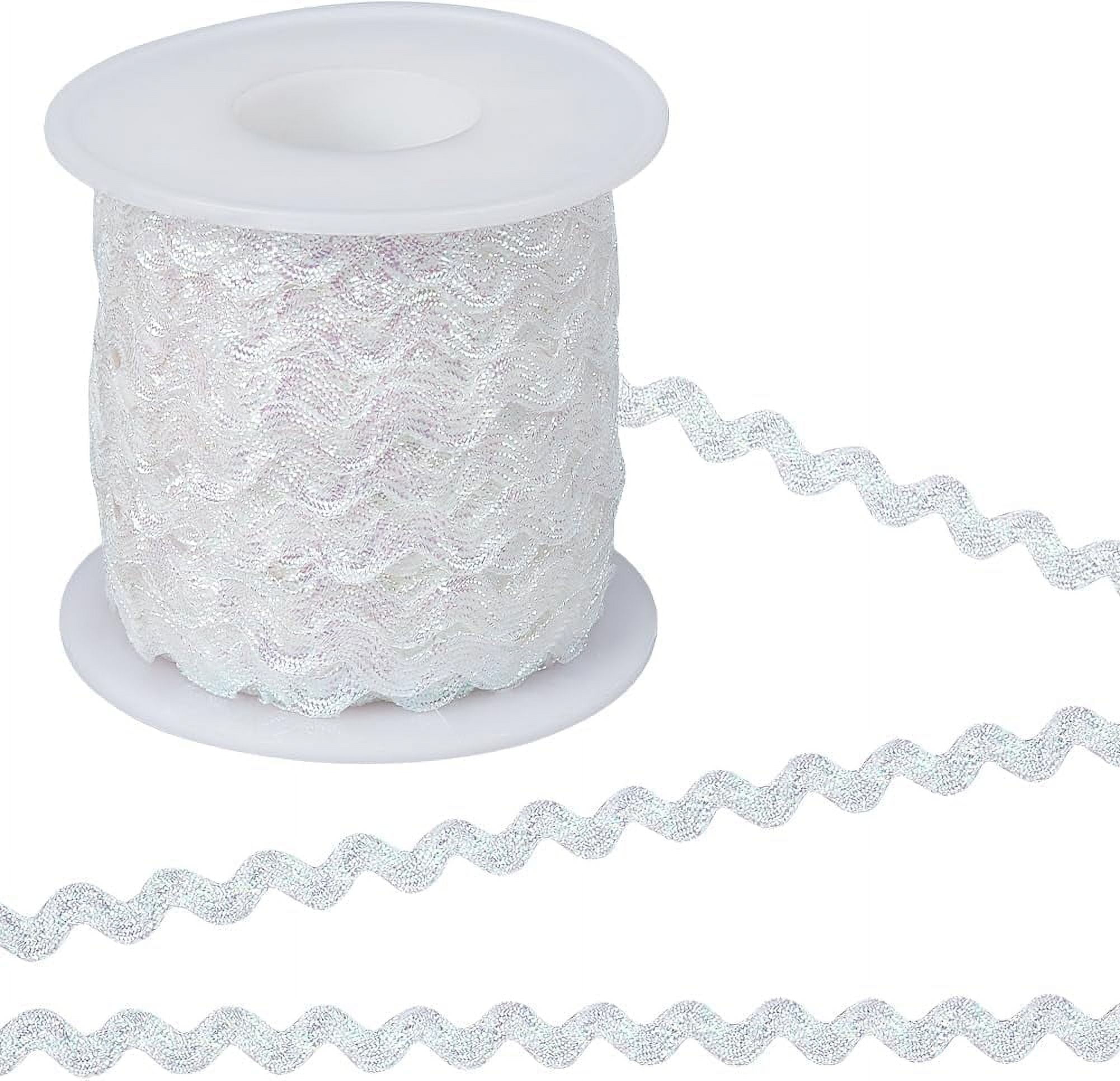30Yds White Metallic RIC Rac Glitter Wave Bending Fringe Trim 3/8 inch ...