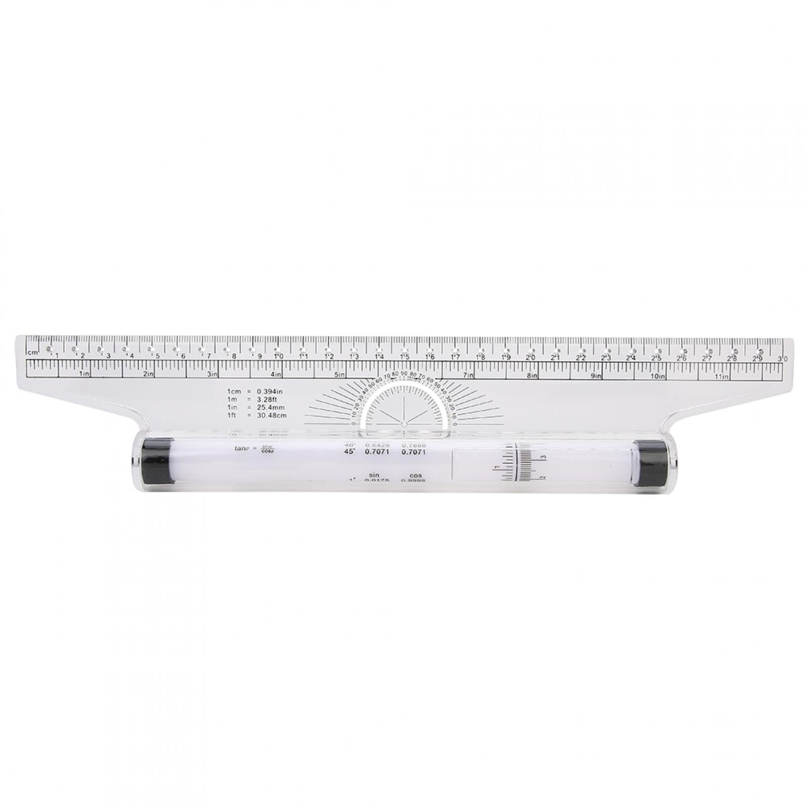 30cm 11.8in Parallel Rolling Ruler Multi Purpose Clear Drawing Glider ...