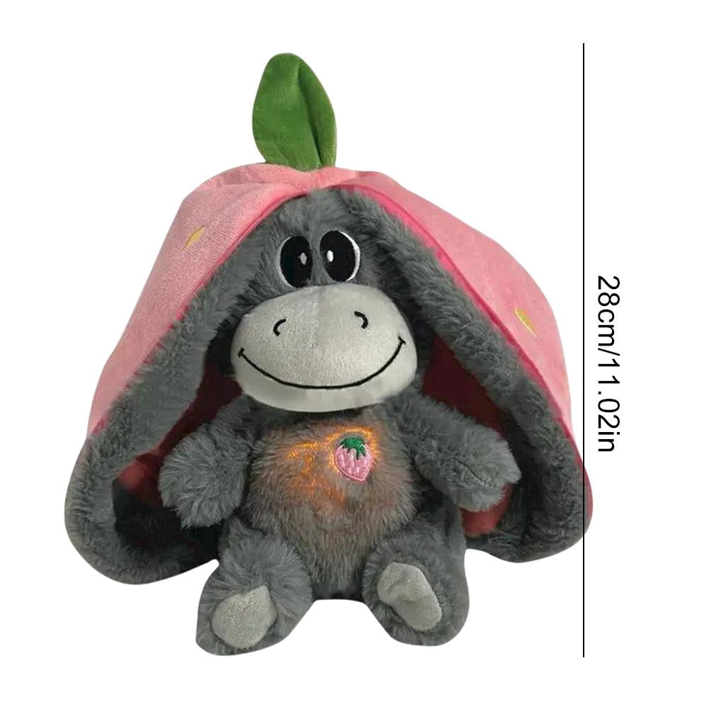 30cm Baby Strawberry Donkey Plush Toy with Lights Breathing Donkey ...