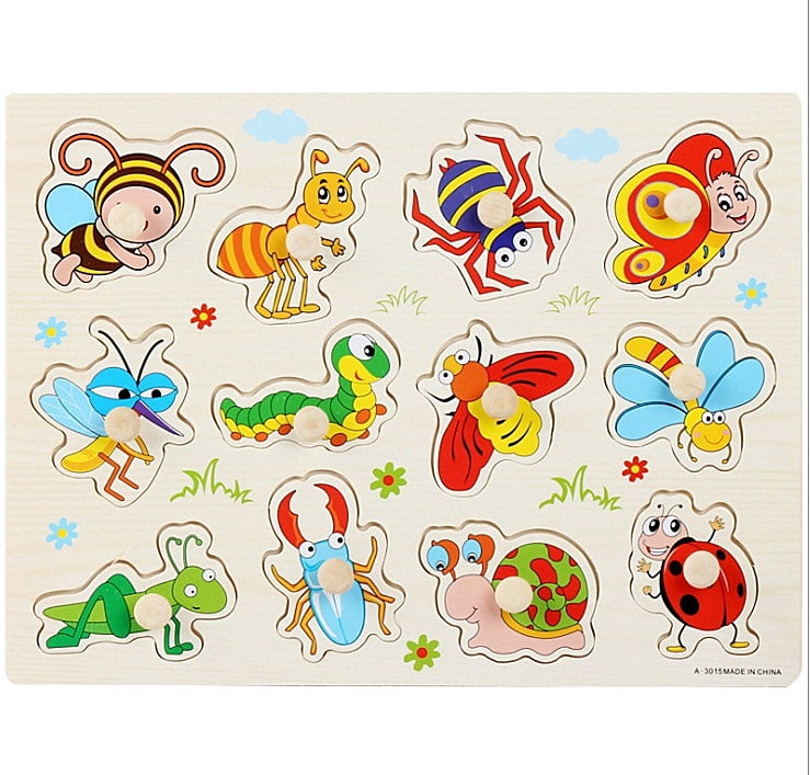 30cm Baby Toys Montessori Wooden Puzzle Hand Grab Board Educational ...