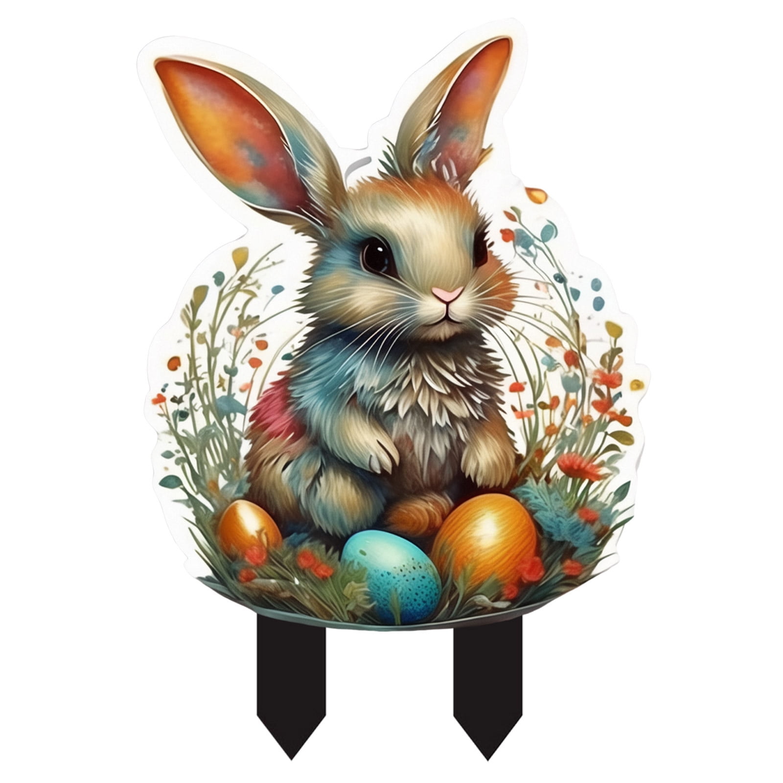 30cm Easter Bunny Garden Stake Wooden Spring Yard Decoration With ...