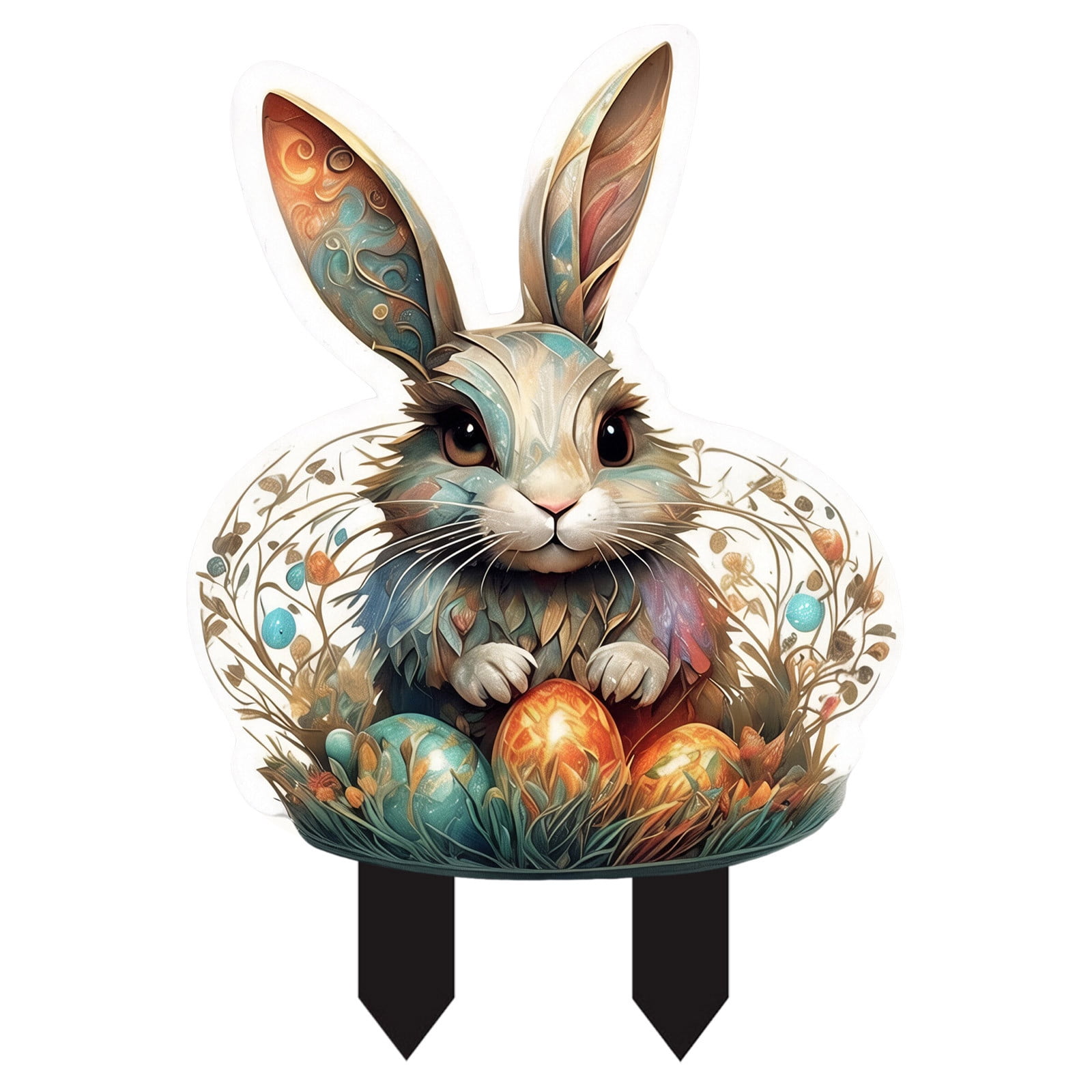 30cm Easter Bunny Garden Stake Wooden Spring Yard Decoration With ...