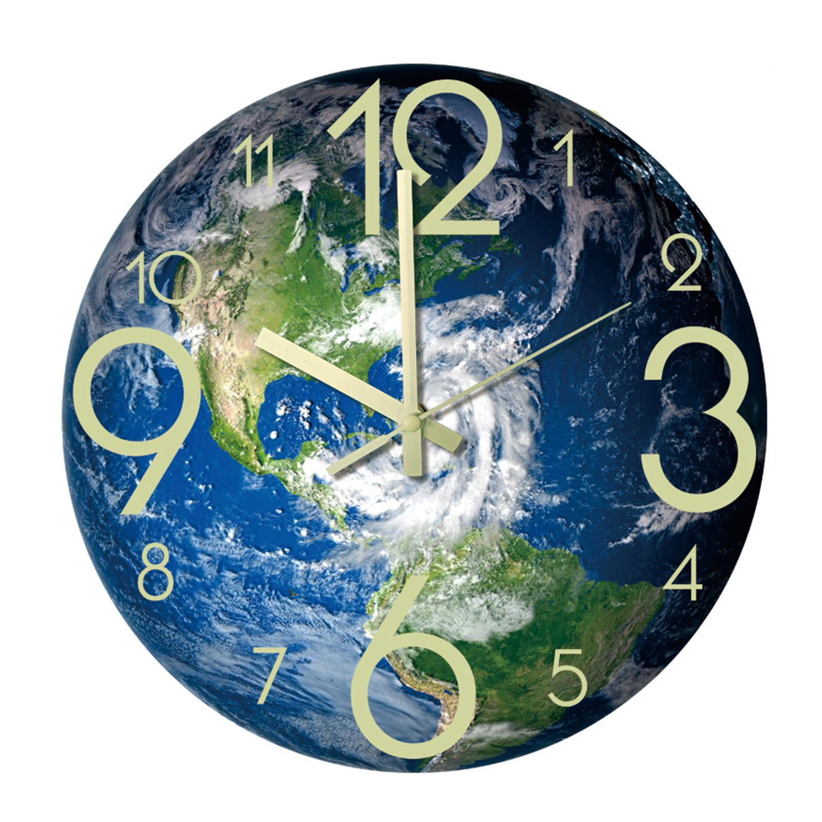 30cm Large Round Modern Luminous Wall Clock The Stick Clocks Earth ...
