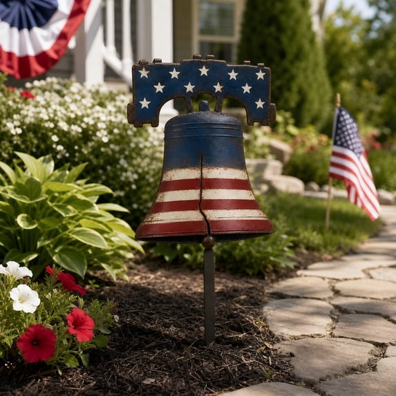 30cm Patriotic Independence Day Metal Garden Stake, Red White Blue Flag ...