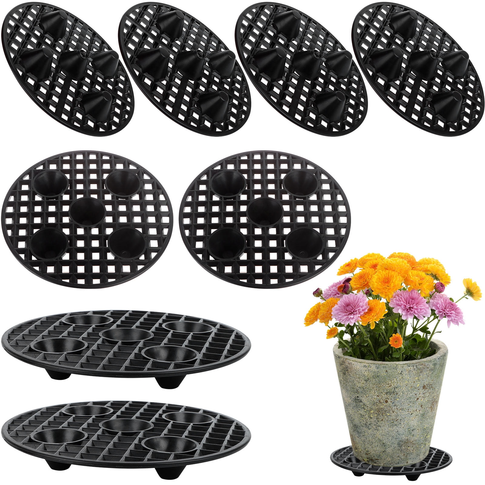 30cm Pot Tray Plant Level Pot Elevator Black Round Plant Flower Outdoor ...