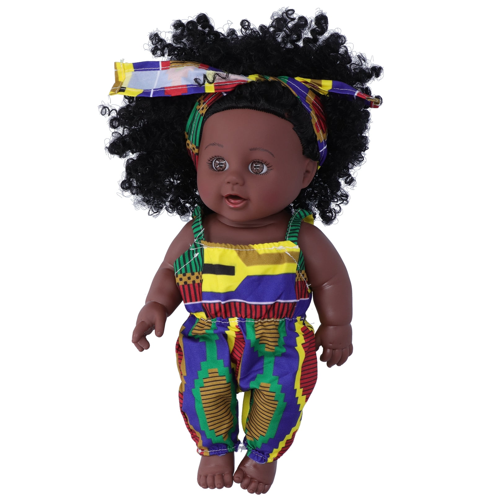 30cm Reborn Baby Dolls Baby Girl Black Skin With Curly Hair Vinyl Doll ...