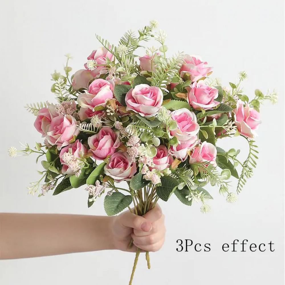 30cm Rose White Silk Bouquet Peony Artificial Flower 5 Big Head 4 Small ...
