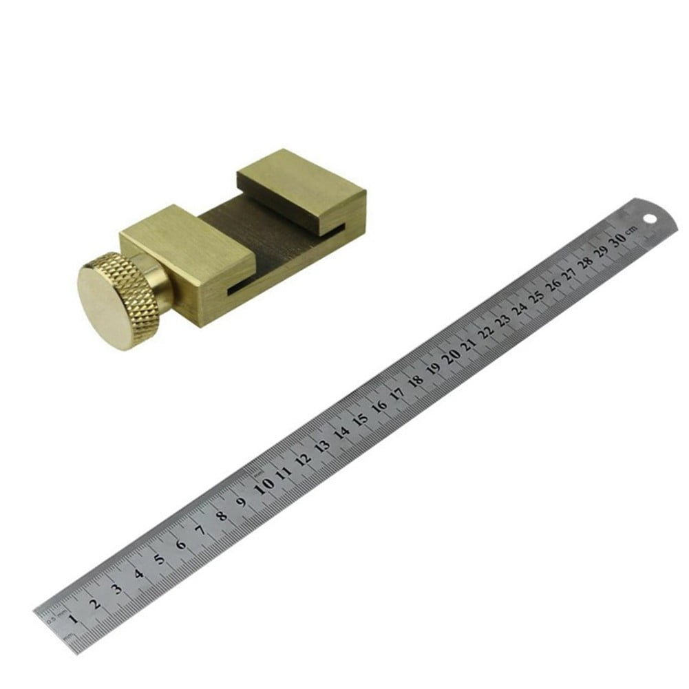 30cm Steel Ruler Positioning Block Brass Angle Scriber Marking Gauge ...