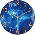 30cm Tempered Glass Living Room Wall Clock Quartz Battery Powered ...
