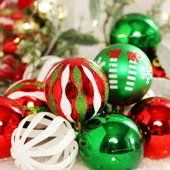 30ct 2.36" Shatterproof Christmas Tree Ornaments - Red, Green, Gold ...