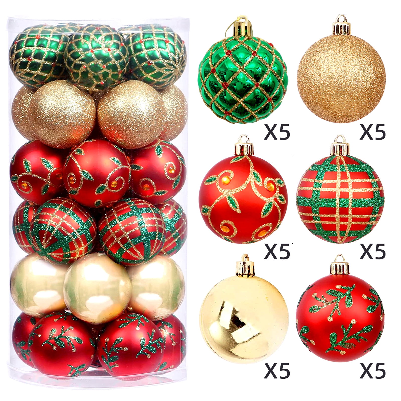 30ct Christmas Ornaments Tree Decorations, 2.36 Inch Christmas Ball ...