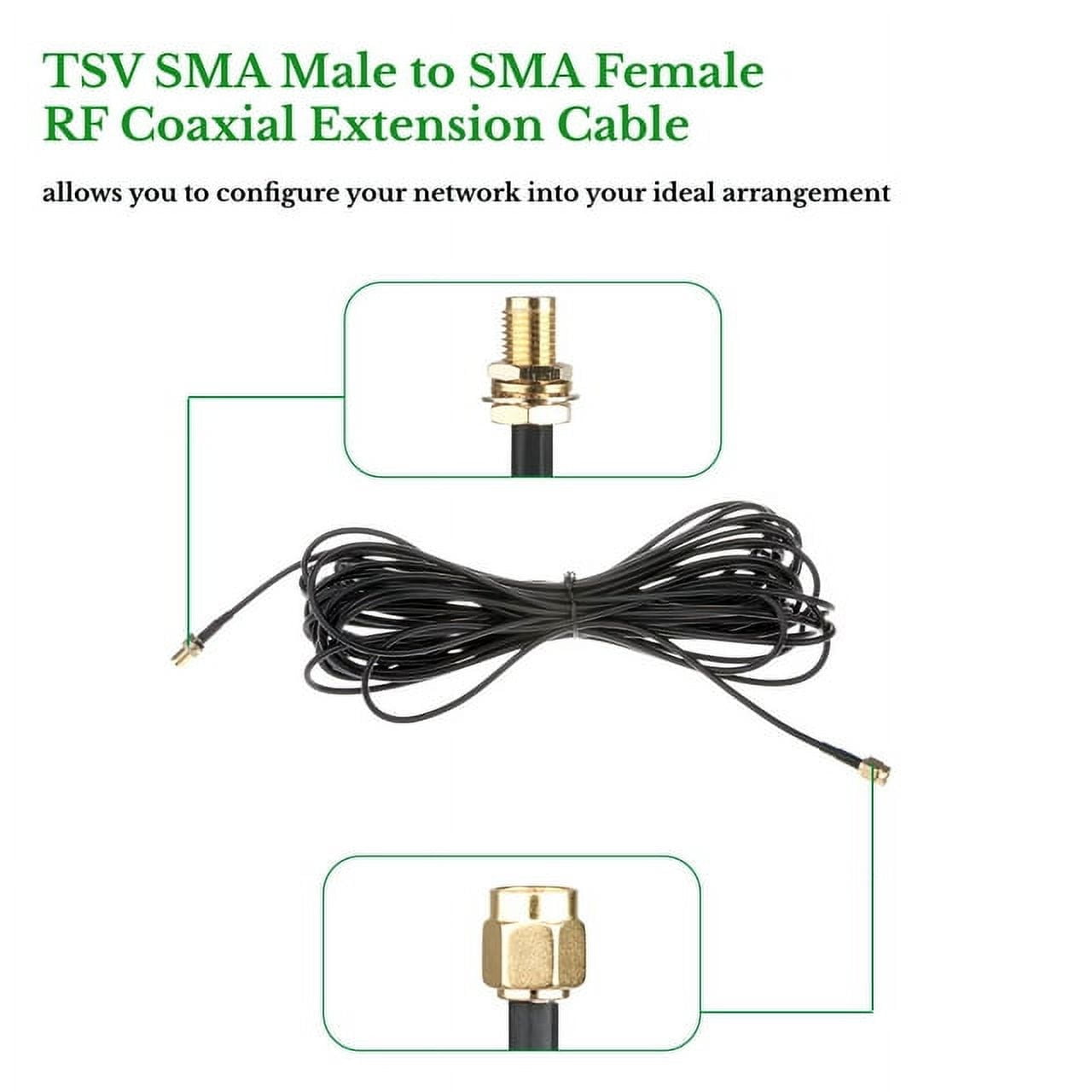 30ft Antenna Extension Cable RP-SMA Male to RP-SMA Female Bulkhead Low ...