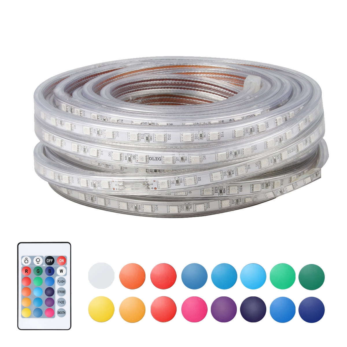30ft LED Strip Rope Light RGB Waterproof Flexible Multi-color Change ...