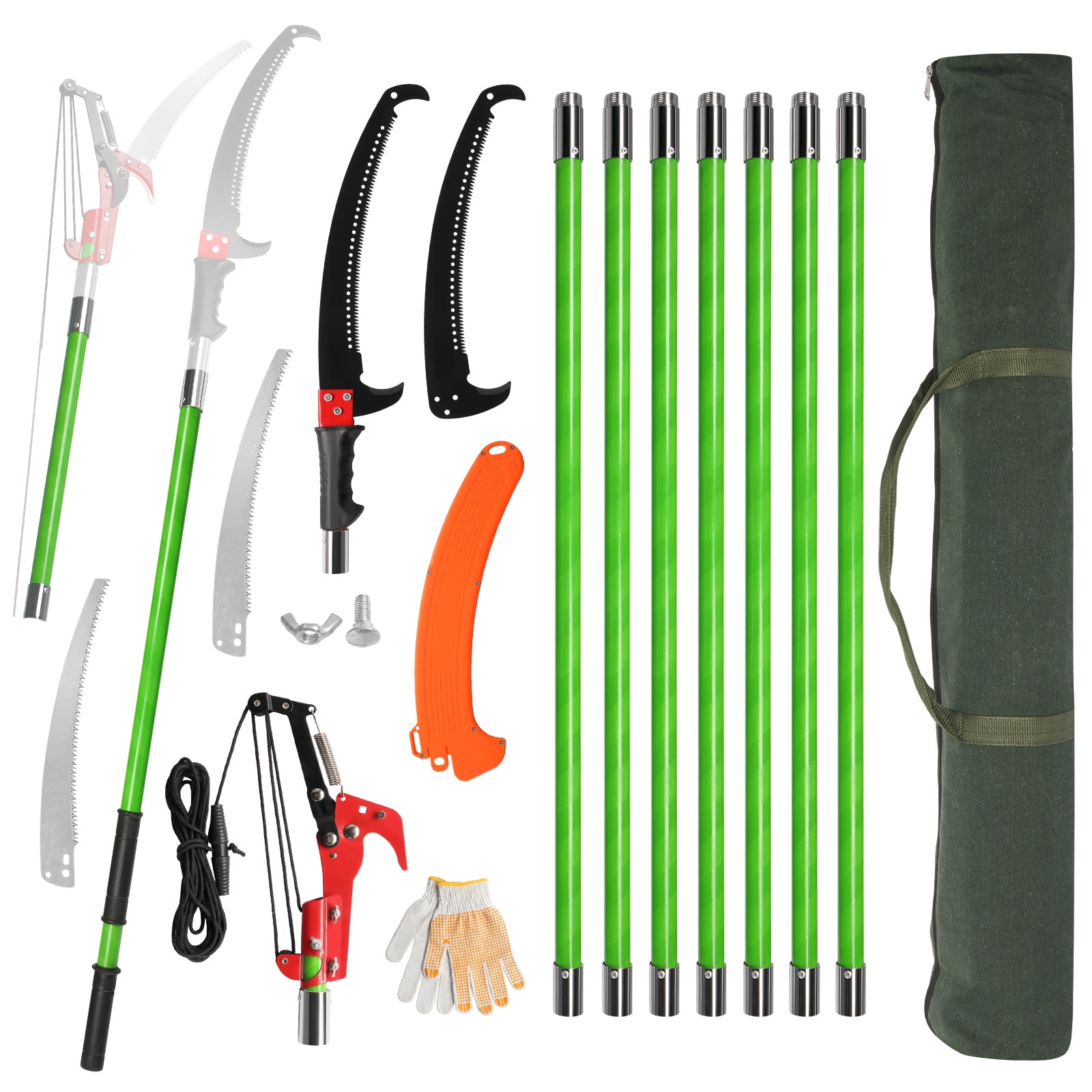 30ft Manual Pole Saw, Lightweight Tree Trimmers Long Handle Pruner Set ...