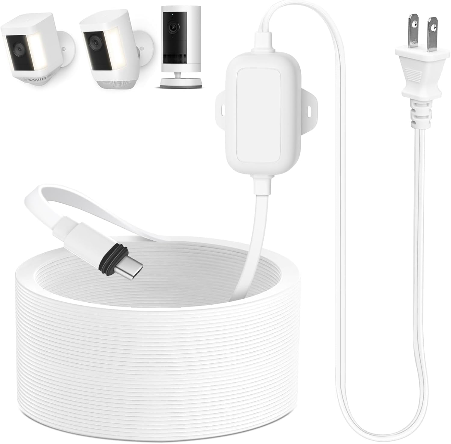30ft Power Adapter Compatible with Spotlight Cam Plus/ (Battery), Long ...