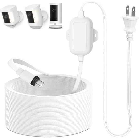 30ft Power Adapter Compatible with Spotlight Cam Plus/ (Battery), Long ...