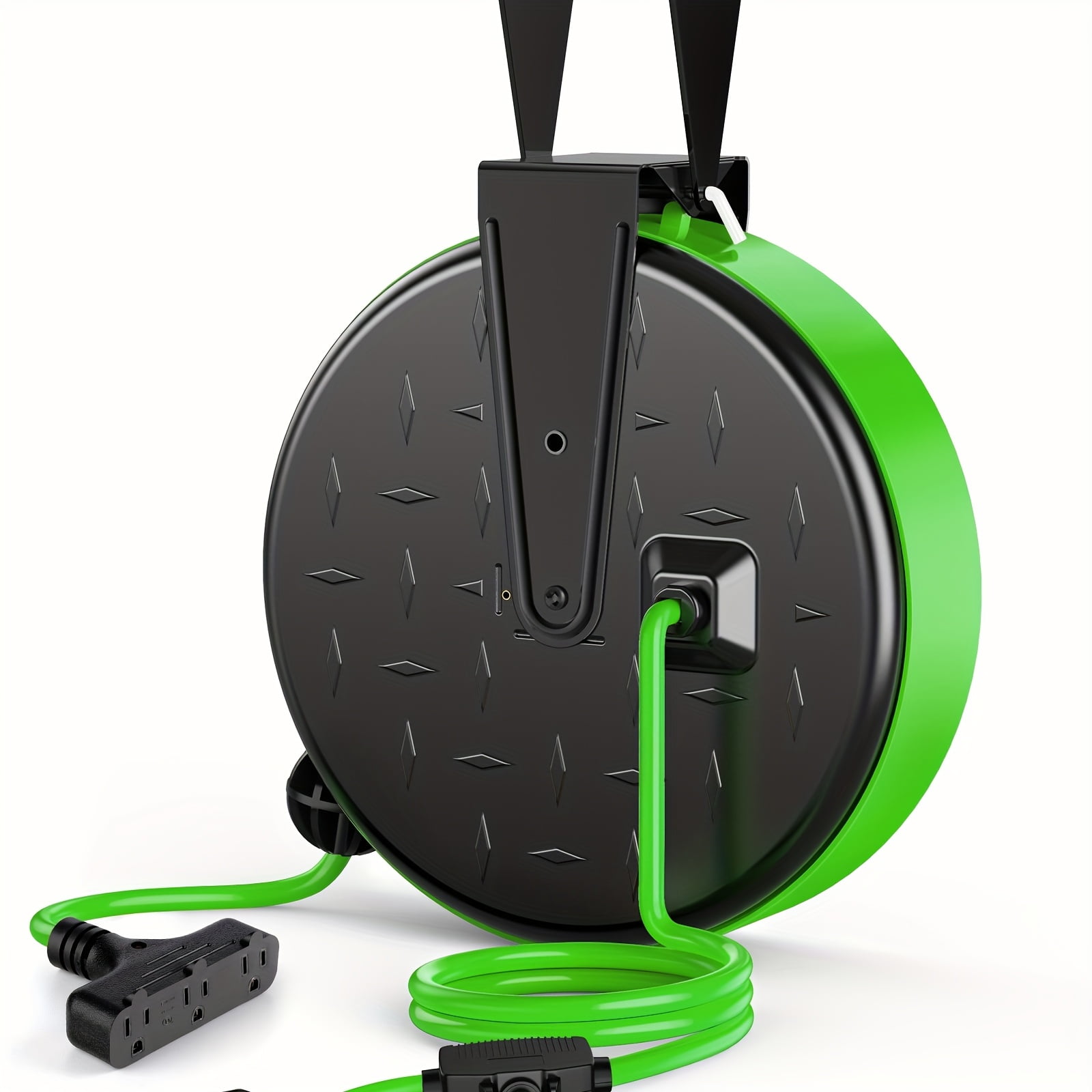 30ft Retractable Extension Cord Reel (16AWG/3C SJTW) - 3 Outlets, 10A ...