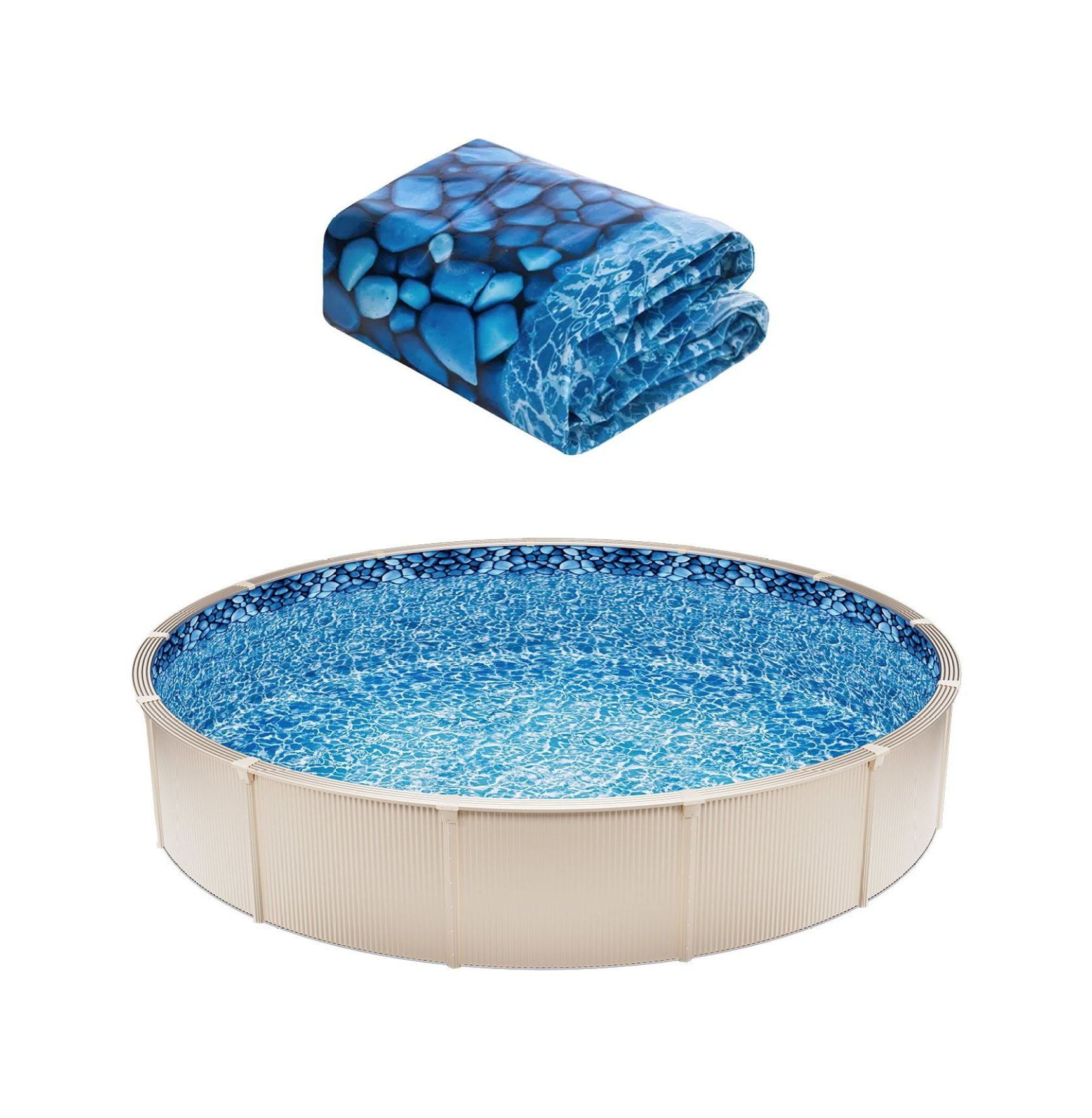 30ft Round Pool Liner - Unibead 52in Wall Height - Durable Vinyl ...