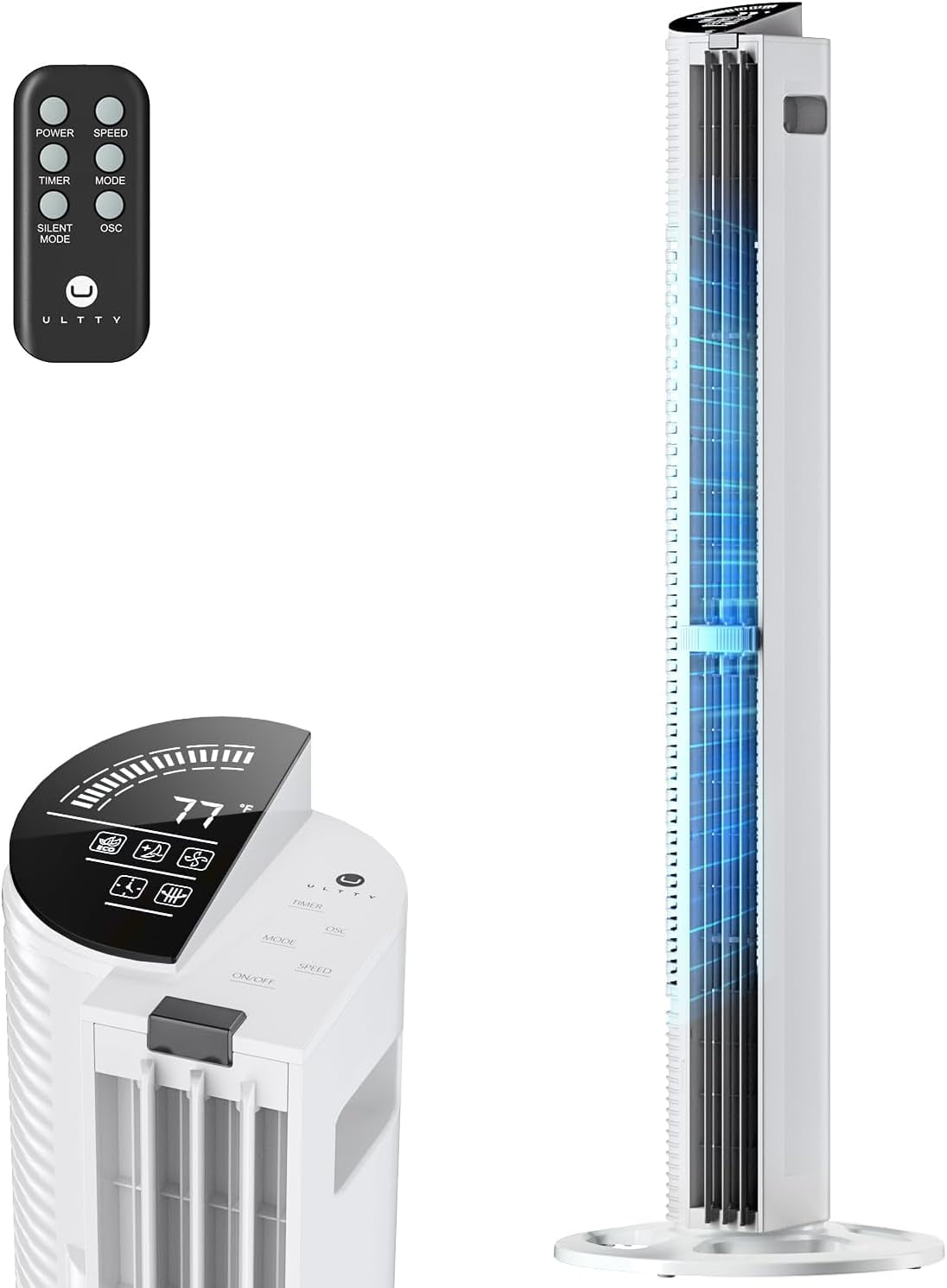 30ft/s Velocity Quiet Tower Fan with 6 Speeds, 4 Modes, 15H Timer ...