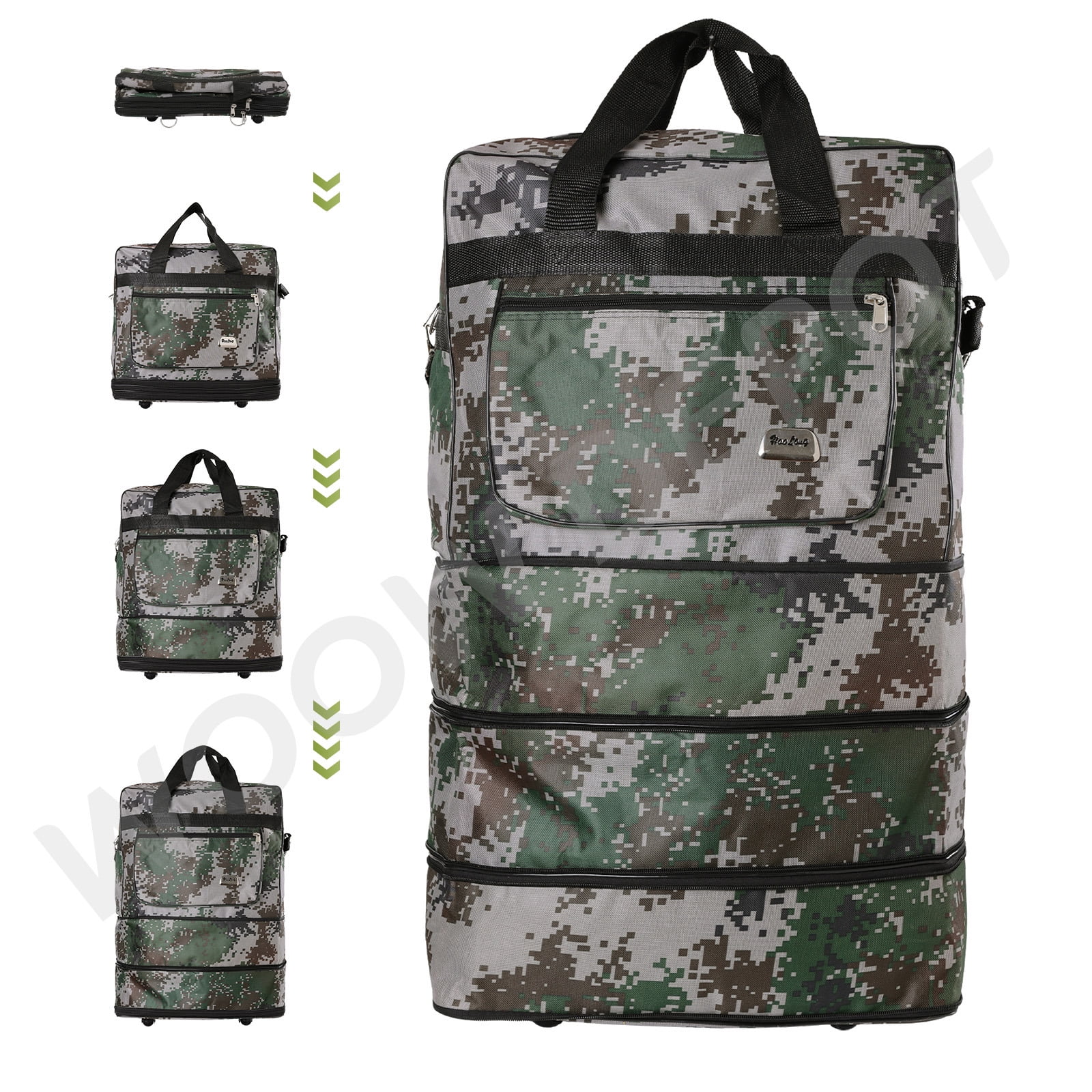 Foldable 30in 3 Layer Rolling Suitcase, Army Camo. Large, with Handle ...