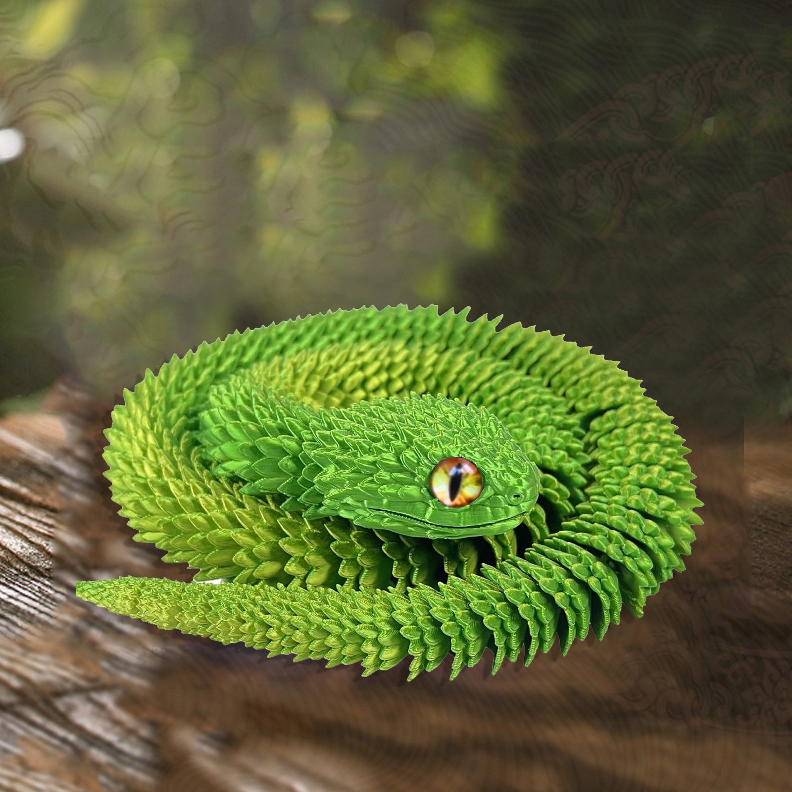 30in 3D Printed Crystal Snake,3D Printed Flexible Articulated Snake ...