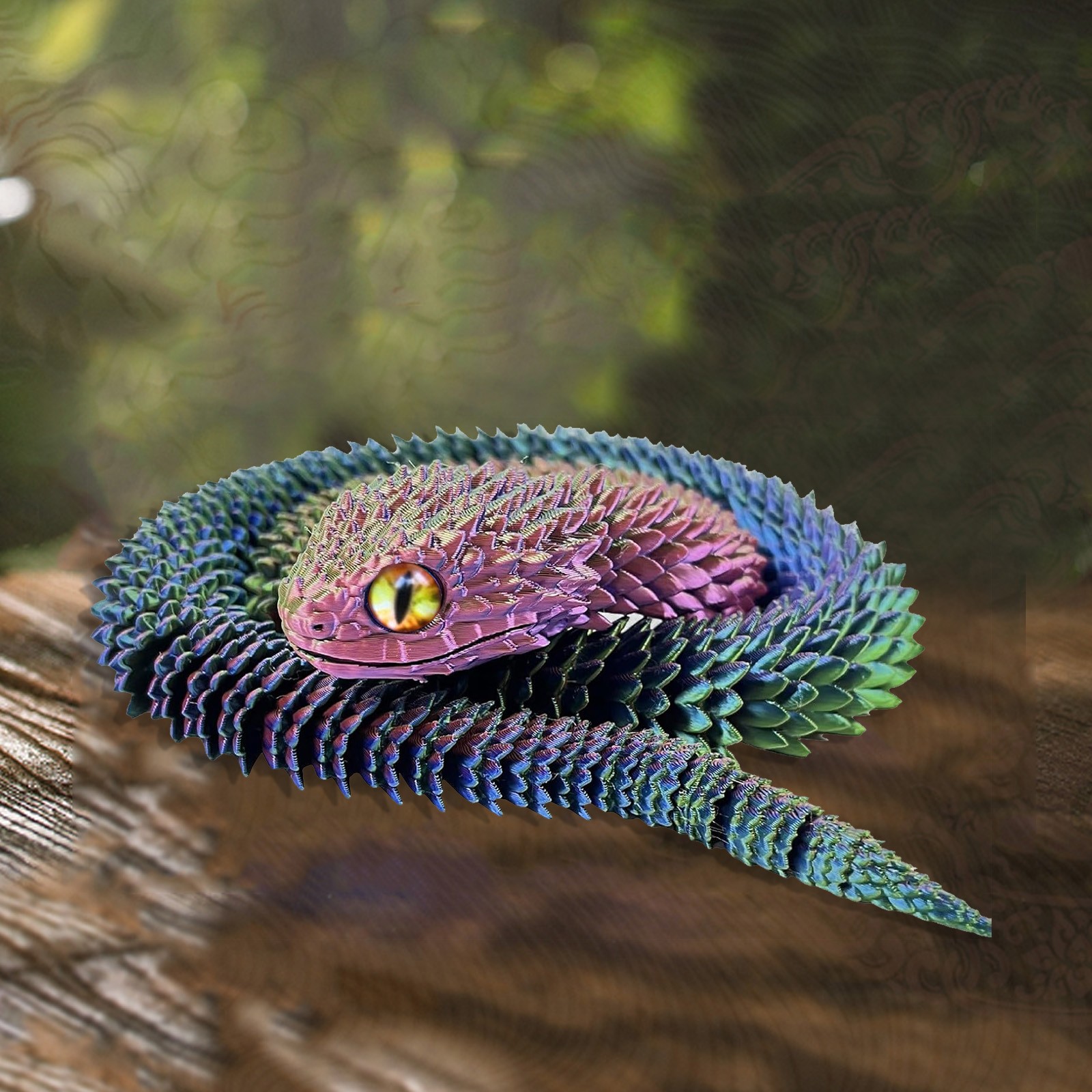 30in 3D Printed Snake,3D Printed Flexible Articulated Snake,Home Office ...