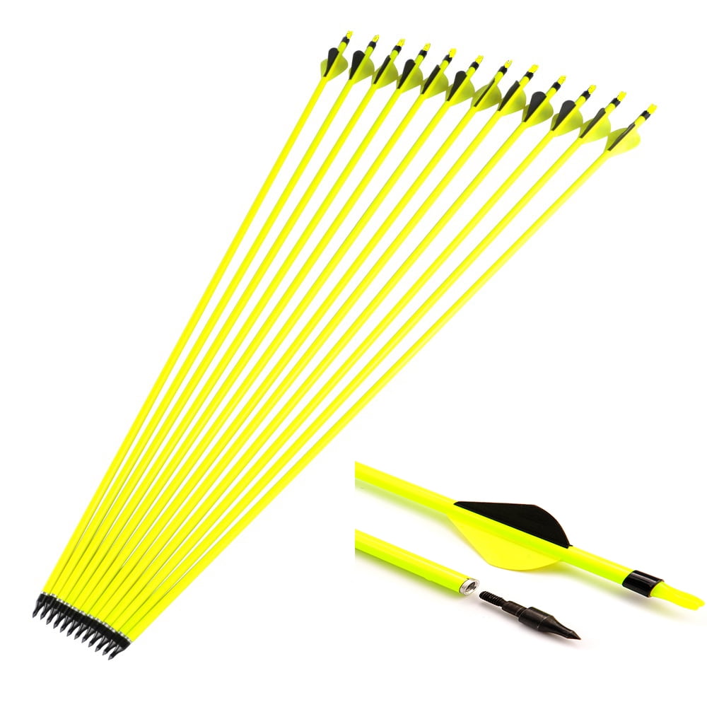 30in 6pc Mixed Carbon Arrows Spine 500 Fluorescent Green Shaft for ...