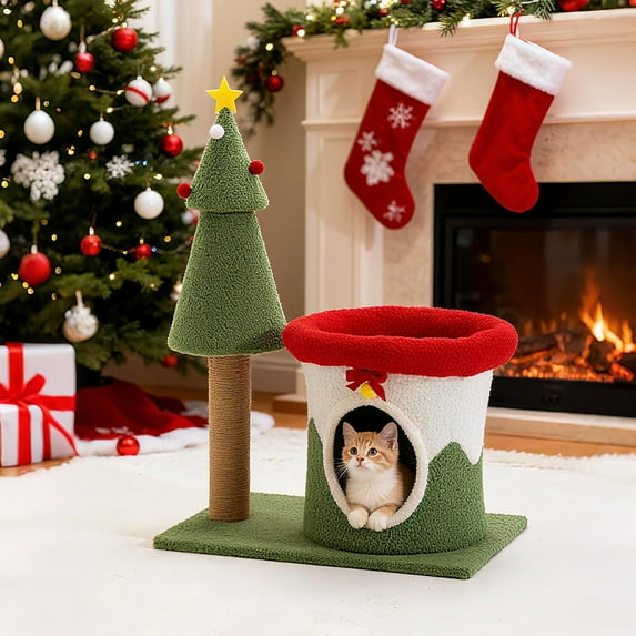 30in Christmas Tree for Kittens, Kitty Condo with Perch, Small Tree ...