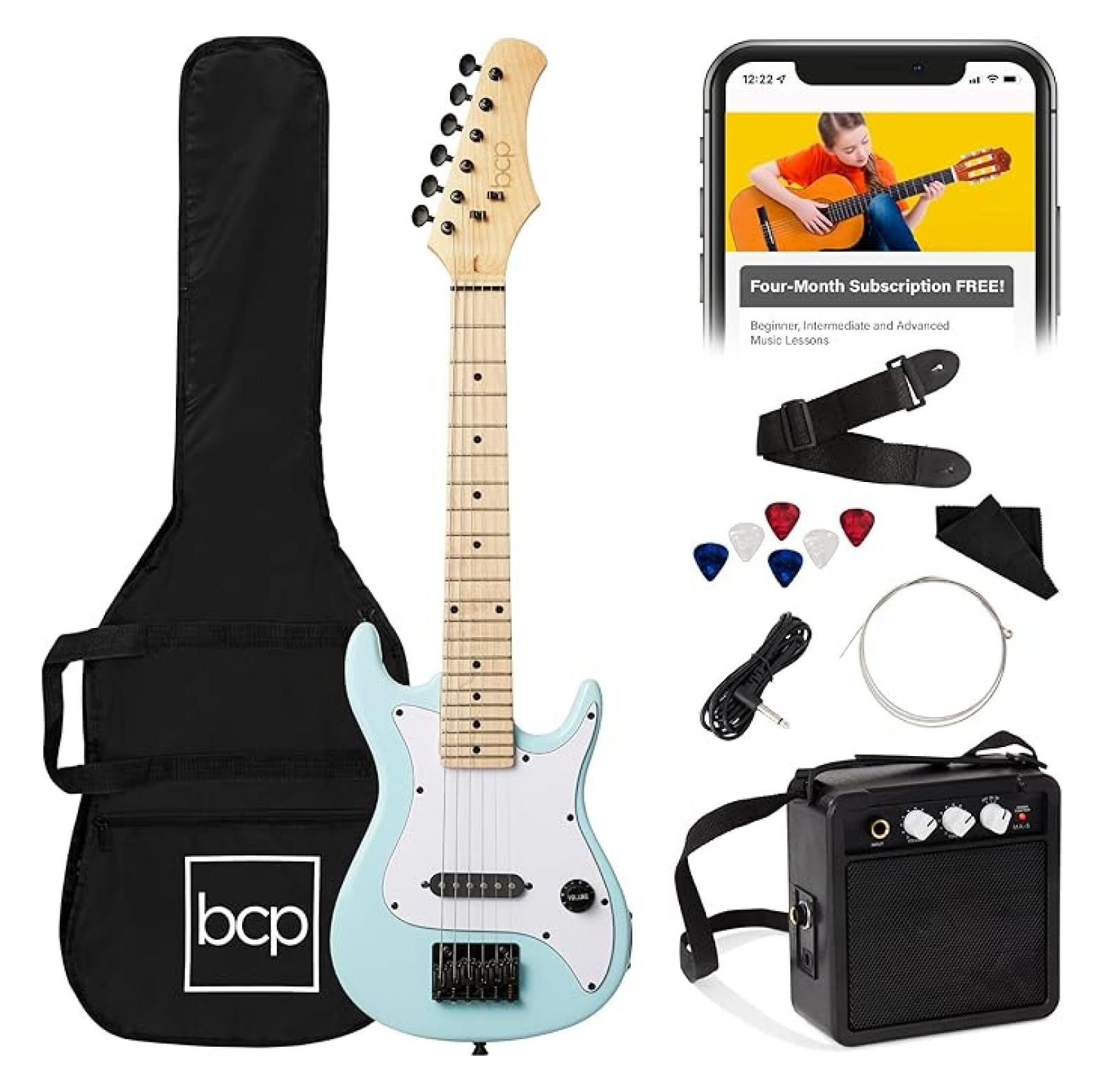 30in Kids Electric Guitar Beginner Starter Kit w/ 5W Amplifier, Strap ...