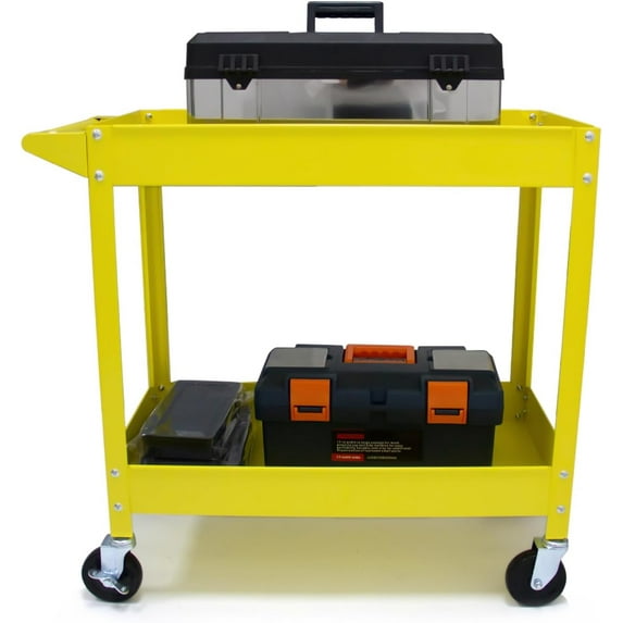 30in Large Steel Service Cart - Yellow - Utility Carts with Wheels - 2 ...