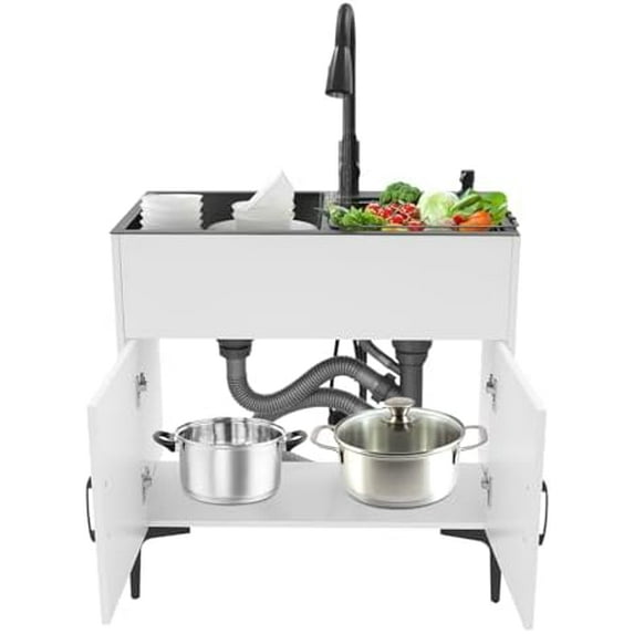 30in Laundry Sink with Cabinet, Pull-Out Sprayer Faucet, Stainless ...