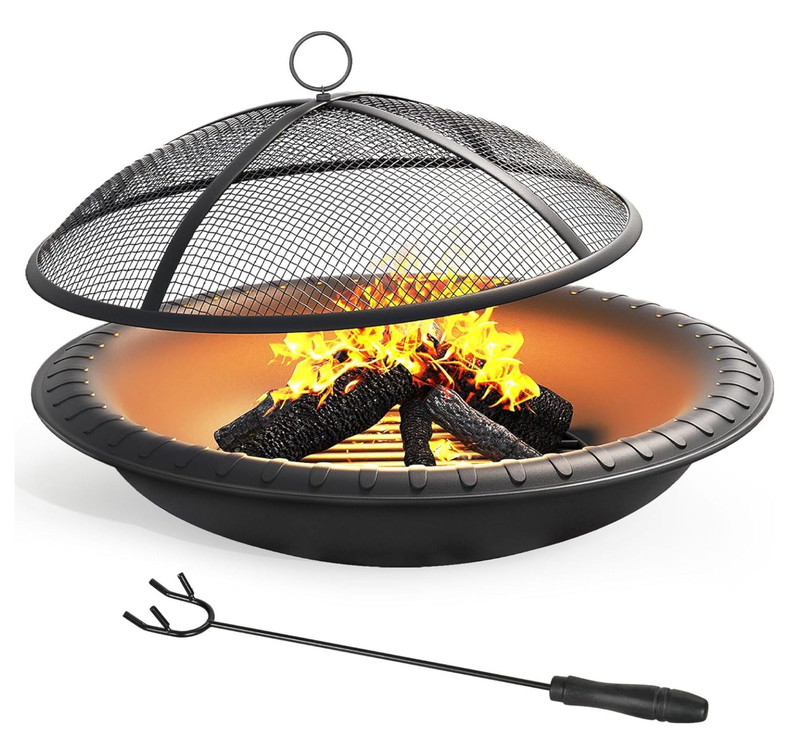 30in Steel Replacement Fire Bowl with Round Screen, and Detachable ...