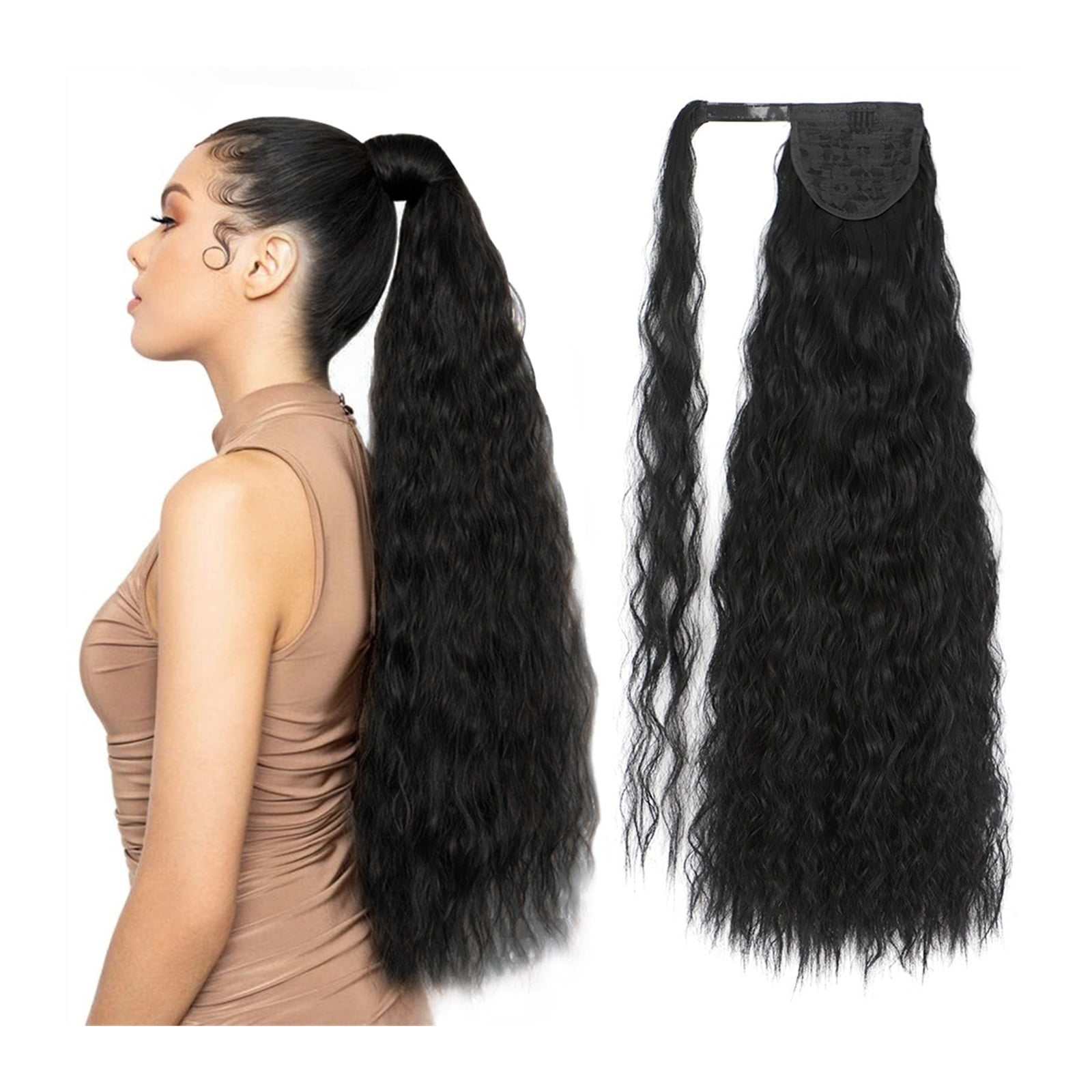 30inch Magic Paste Heat Resistant Wavy Synthetic Wrap Around Ponytail ...