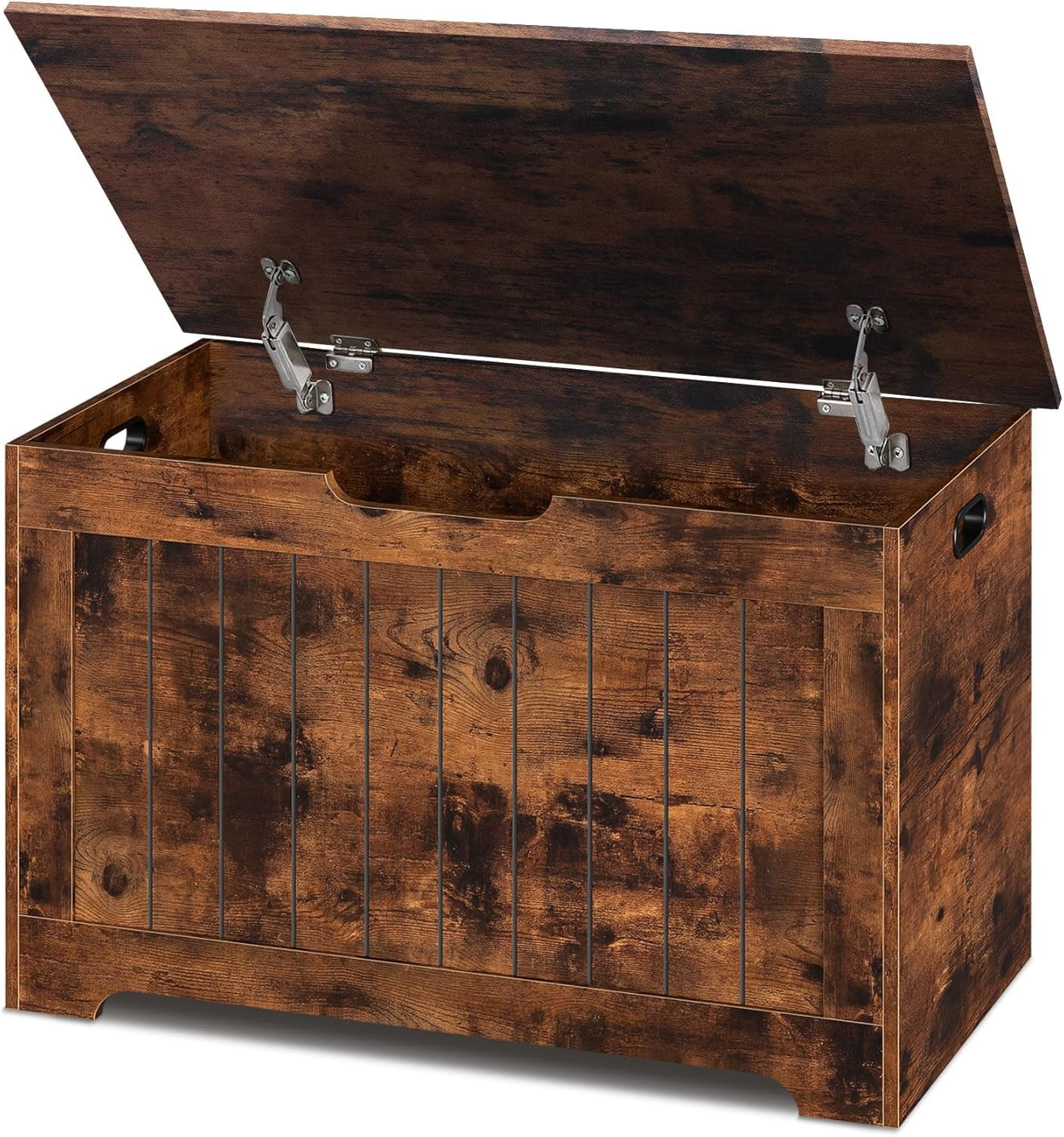 30inch Storage box with 2 safety hinges, wooden entryway storage bench ...