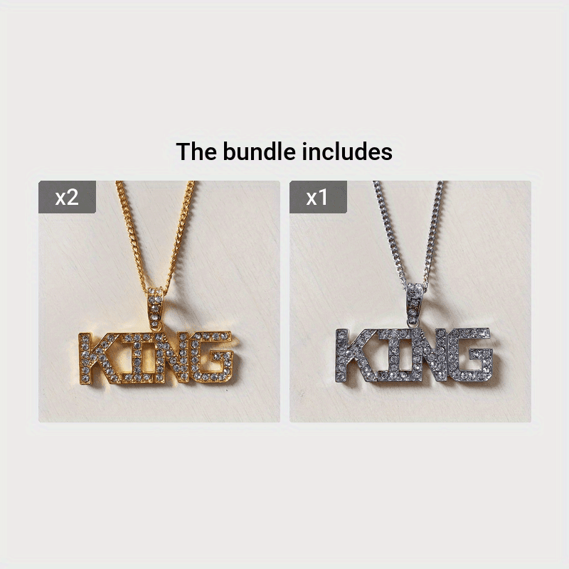 30inch iced out Cuban chain King pendant necklace jewelry for men women ...