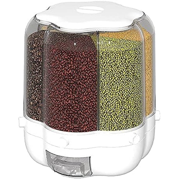 30lb Rice and Grain Storage Container, 360° Rotating Food Dispenser ...