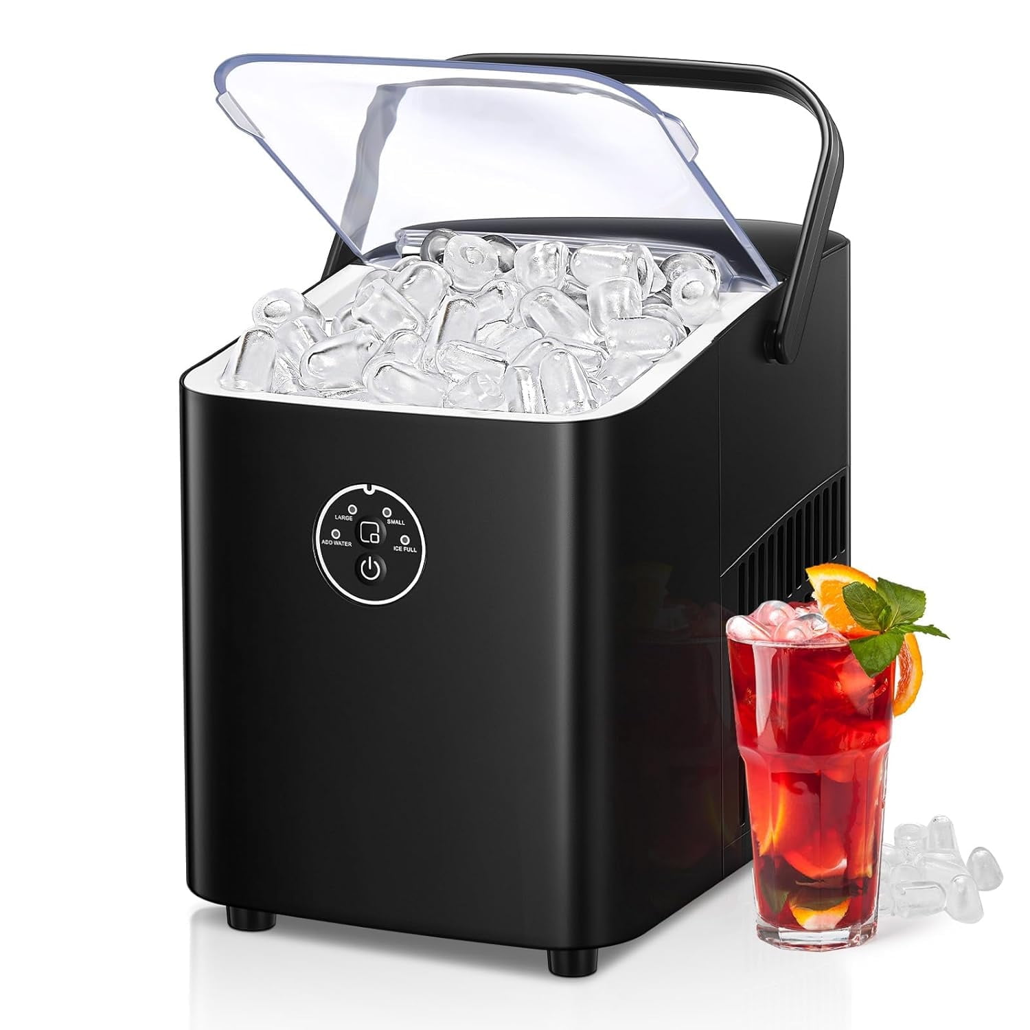30lbs Ice Maker Countertop with Handle, Fast Ice in 6 Mins, 2 Sizes ...