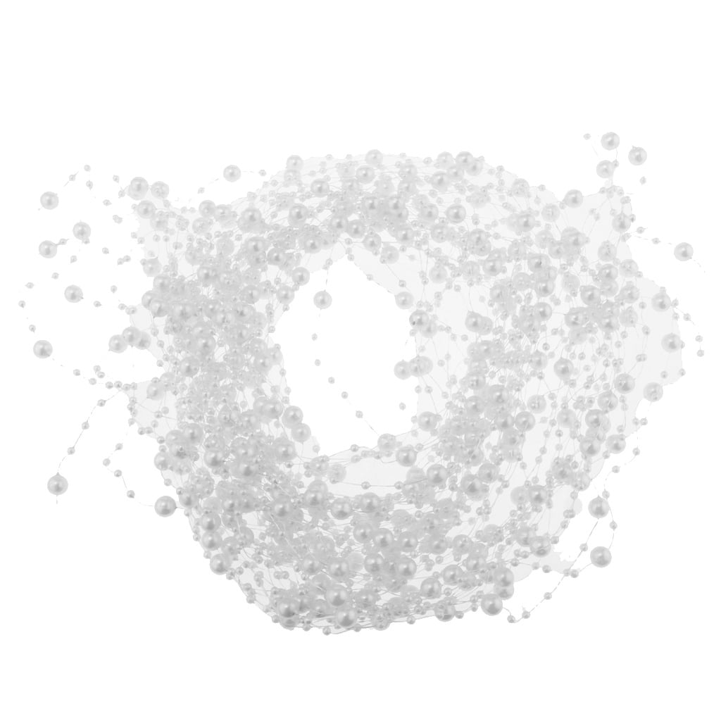 30m 8mm+3mm Beads String Garland Chain Wedding Decoration White ...