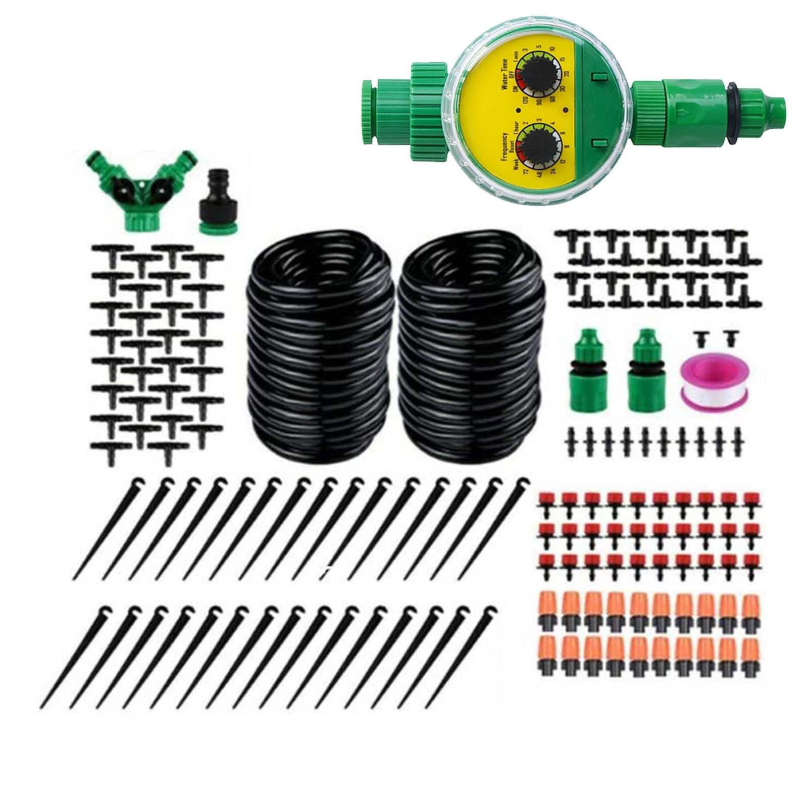 30m Drip Irrigation System Kit with Timer - Complete Garden Watering ...