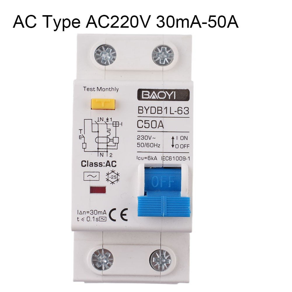 30mA -10A Circuit Breaker MCB RCCB RCD Type A/AC RCBO Instantaneous ...