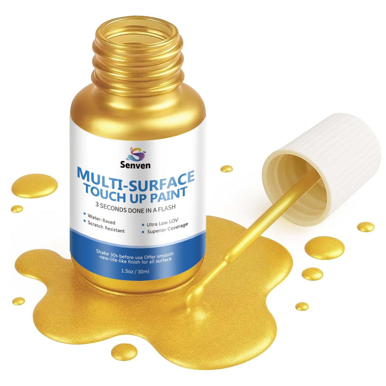 SENVEN, Liquid Gold Leaf Paint, 30ml/1.5oz, High Gloss Fast Drying ...