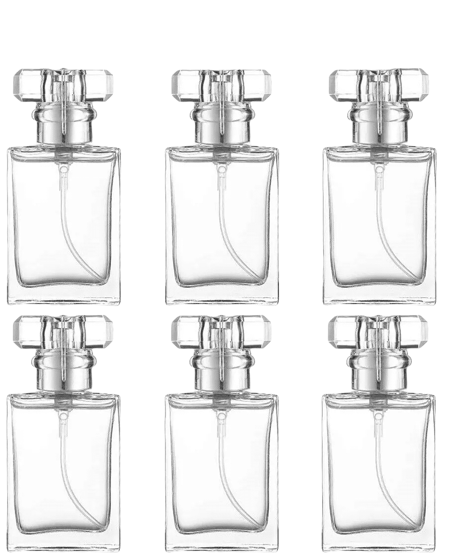 30ml 1oz Empty Glass Perfume Square Spray Bottles a Clear Acrylic Cap ...