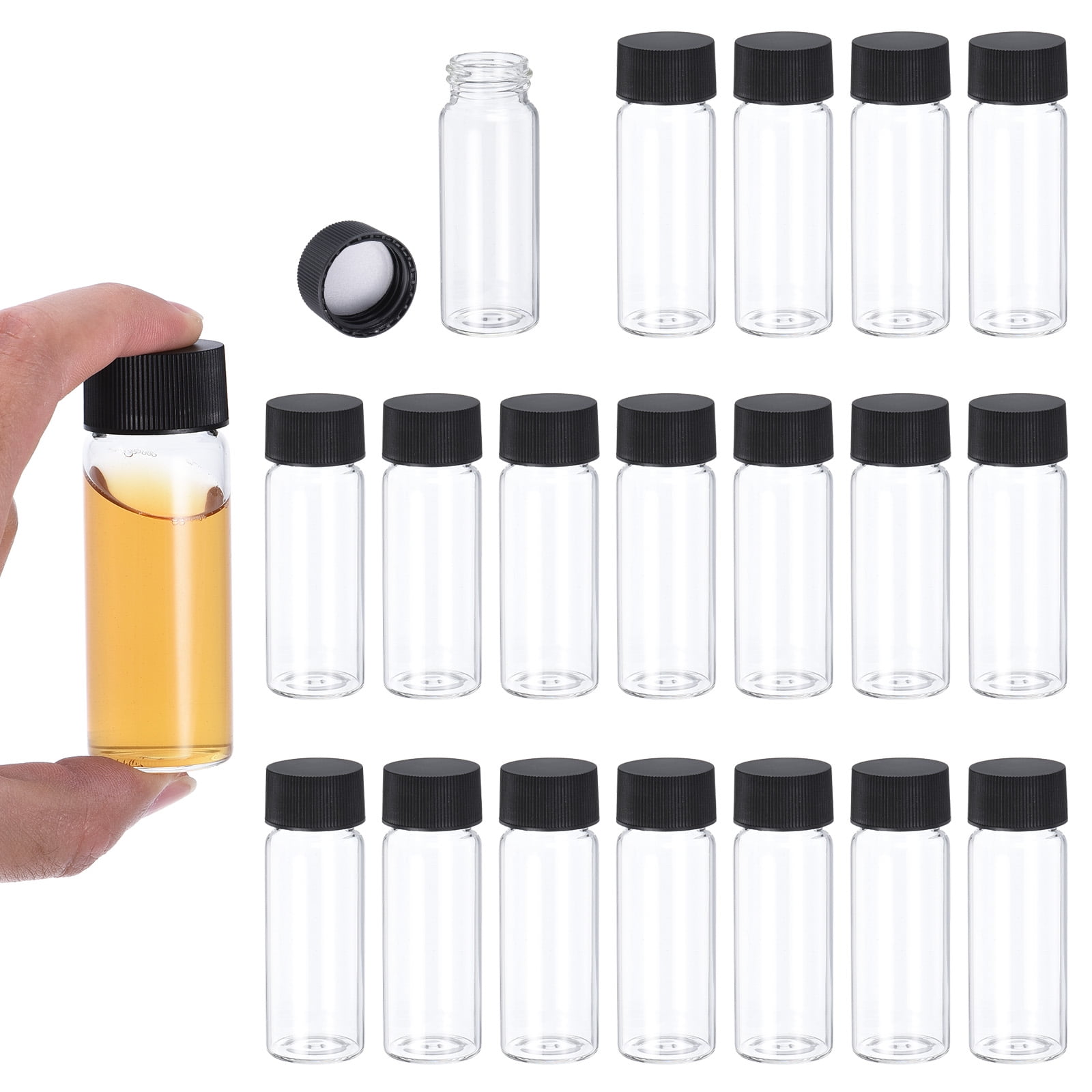 30ml Clear Glass Vials, 100 Pack Sample Vials with Screw Cap Reagent ...